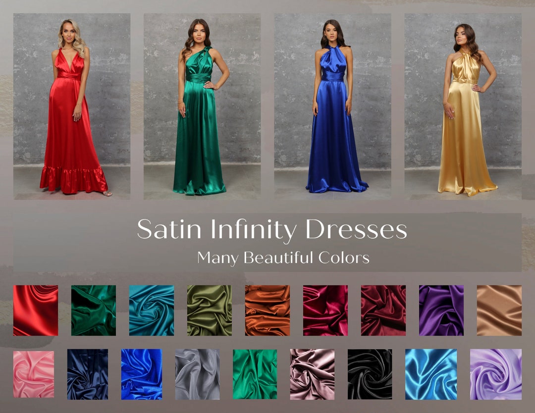 Satin Dress Infinity Dress Summer Dress, a Line Silky Dress, Beach ...