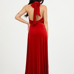 Red Velvet Dress Maid of Honor Evening Gown Velvet Bridesmaid Dress ...