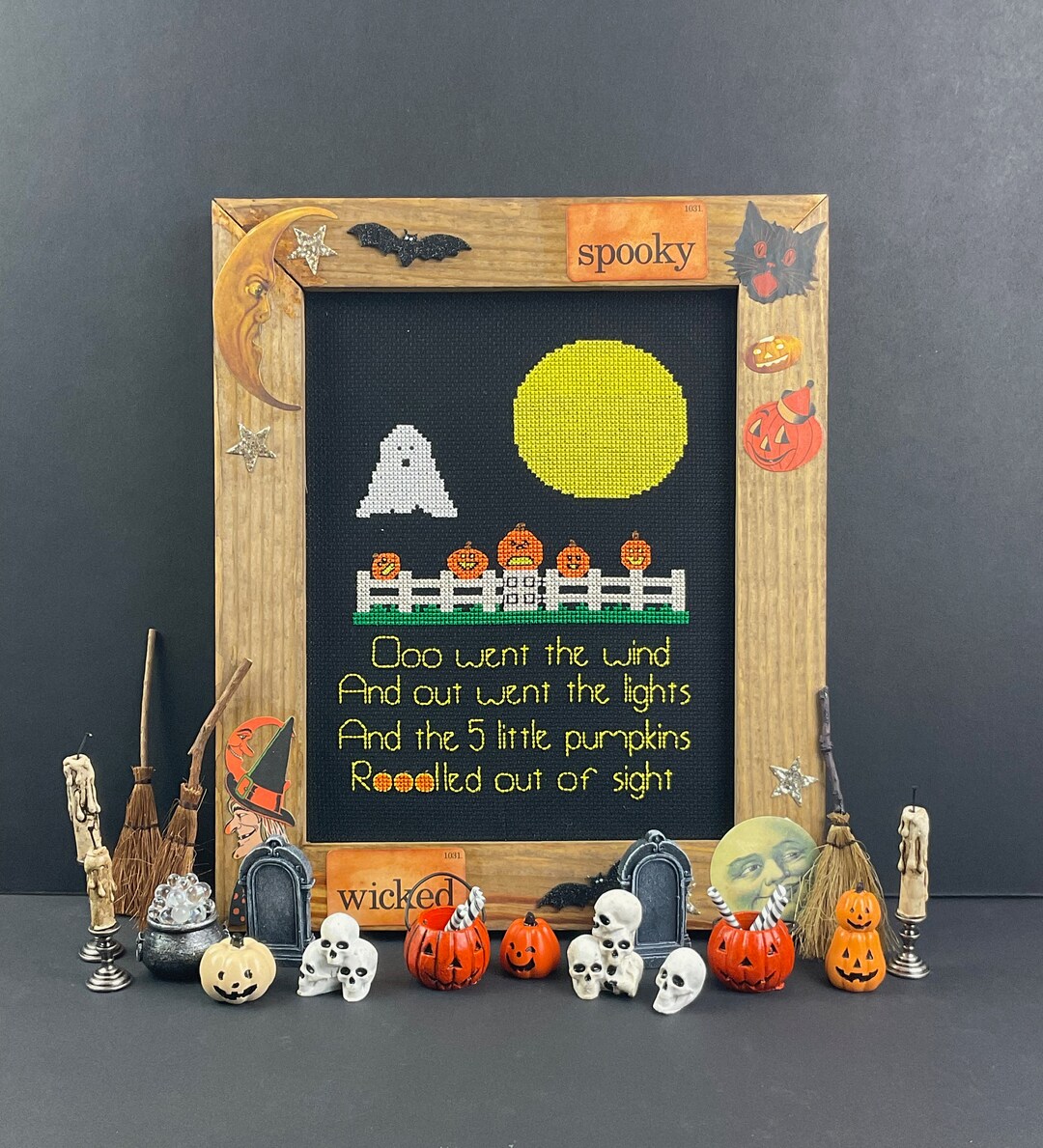 5 Little Pumpkins Halloween Cross Stitch PDF Pattern for Kids and ...