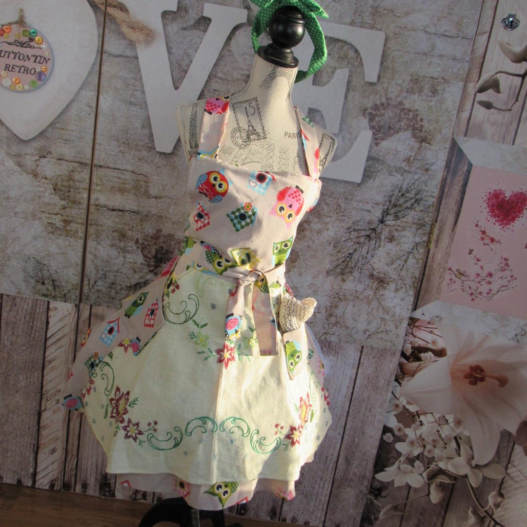 Apron Full Apron,retro 50s Apron Hedgehog and Recycled Trim Cross Over ...