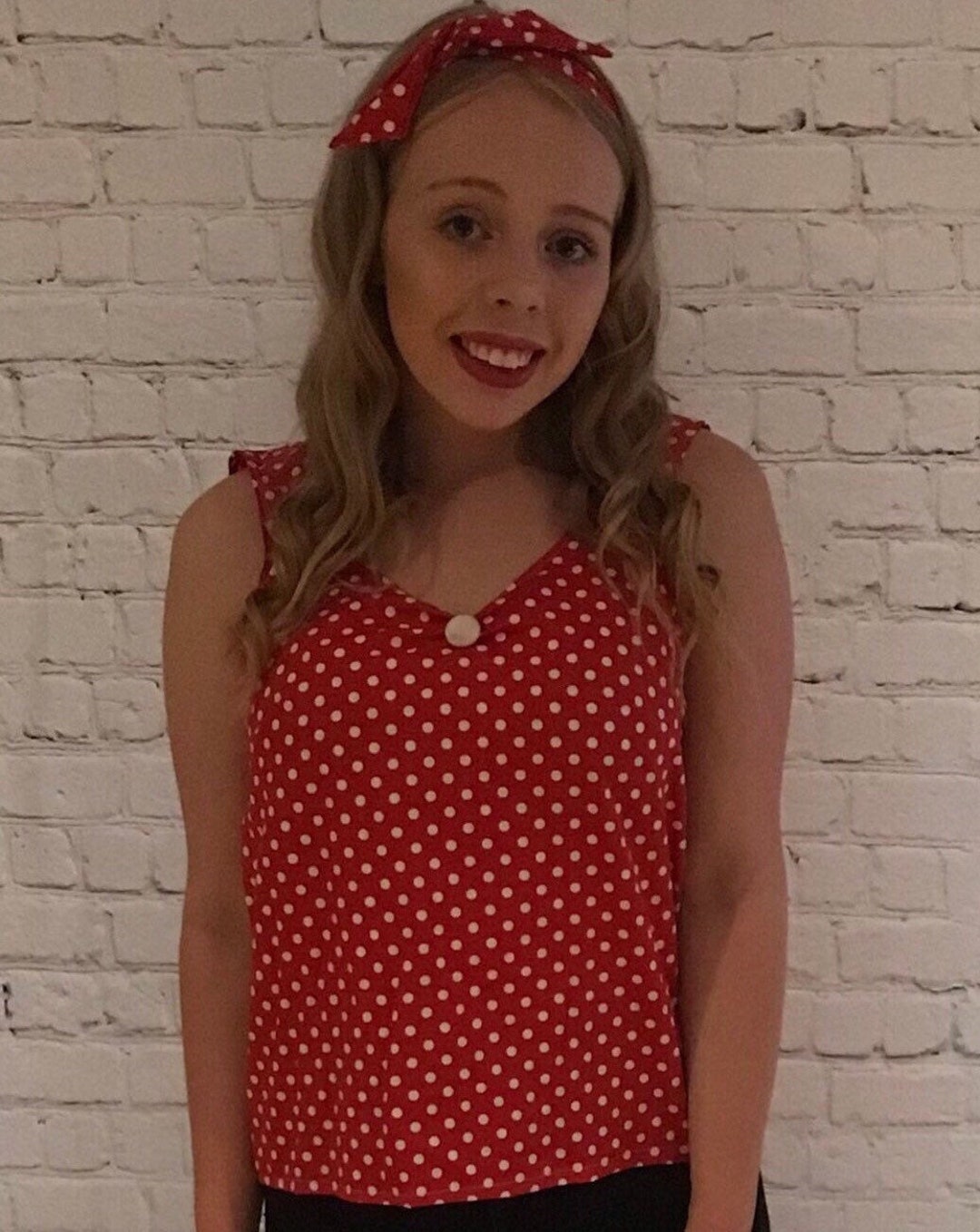 Blouse Top Rockabilly Pin up 1950s Style Red Polka Dot Can Have Sleeves ...