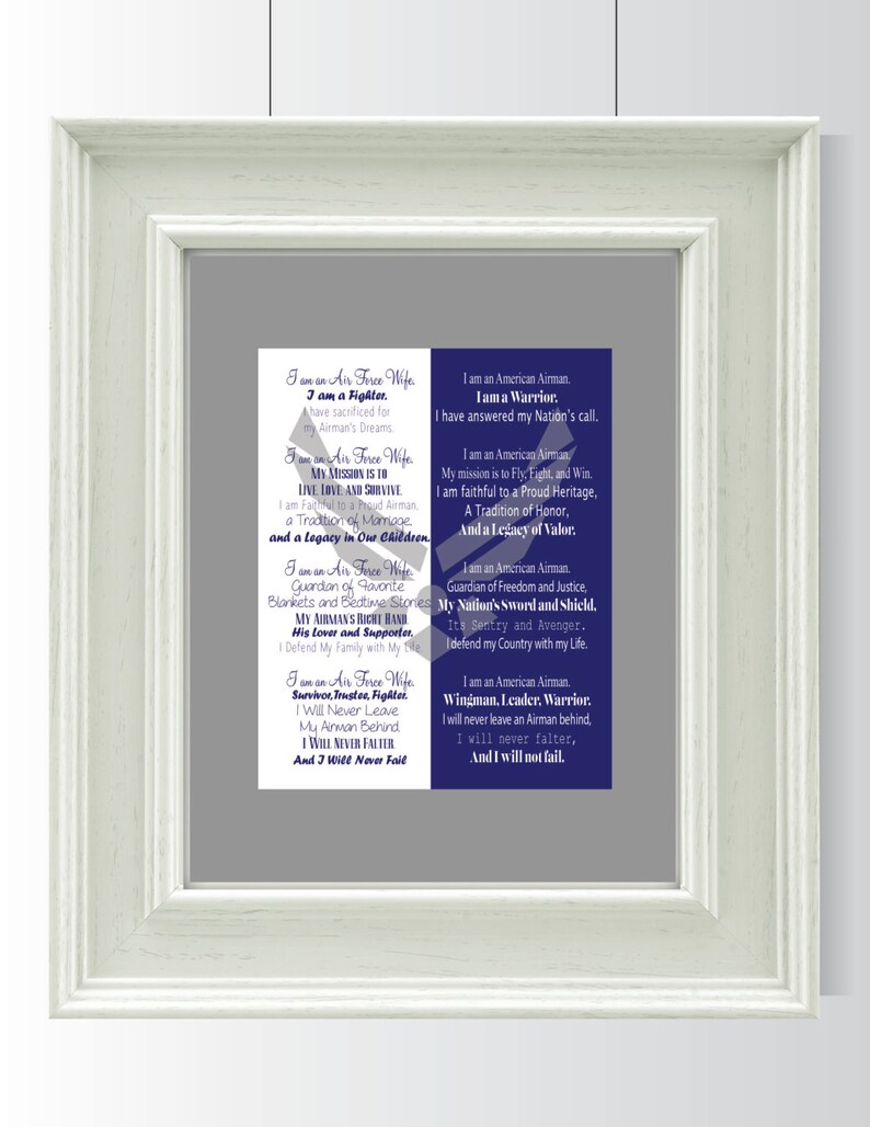 Printable 8x10 Air Force Wife Airman's Creed INSTANT DOWNLOAD - Etsy