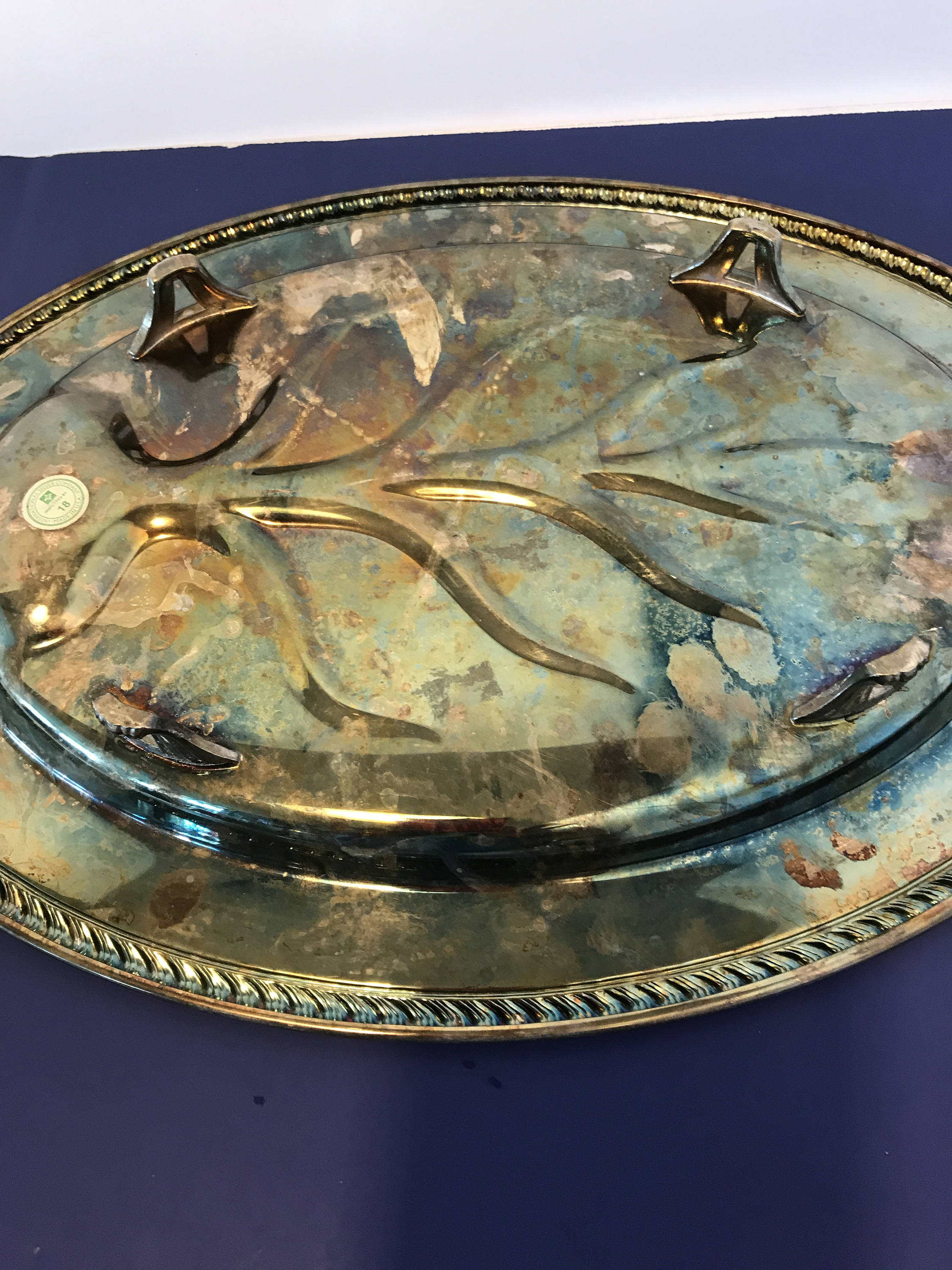 Large Vintage Oval Silver Plated Footed Fish Serving Tray | Etsy