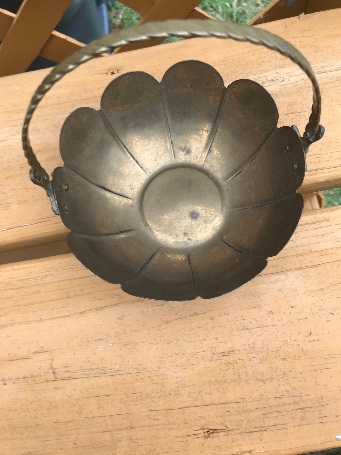 Vintage Brass Basket With Handle Accent Brass Basket Wedding Decor ...