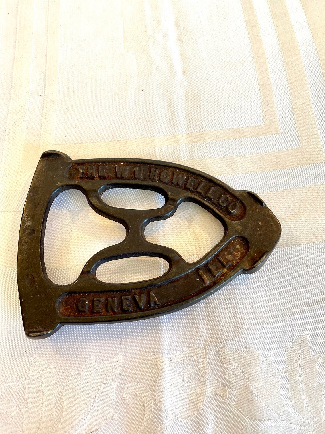 Antique W H Howell Co Geneva ILL Sad Iron Trivet ~ 1800’s ~ Triangle ...