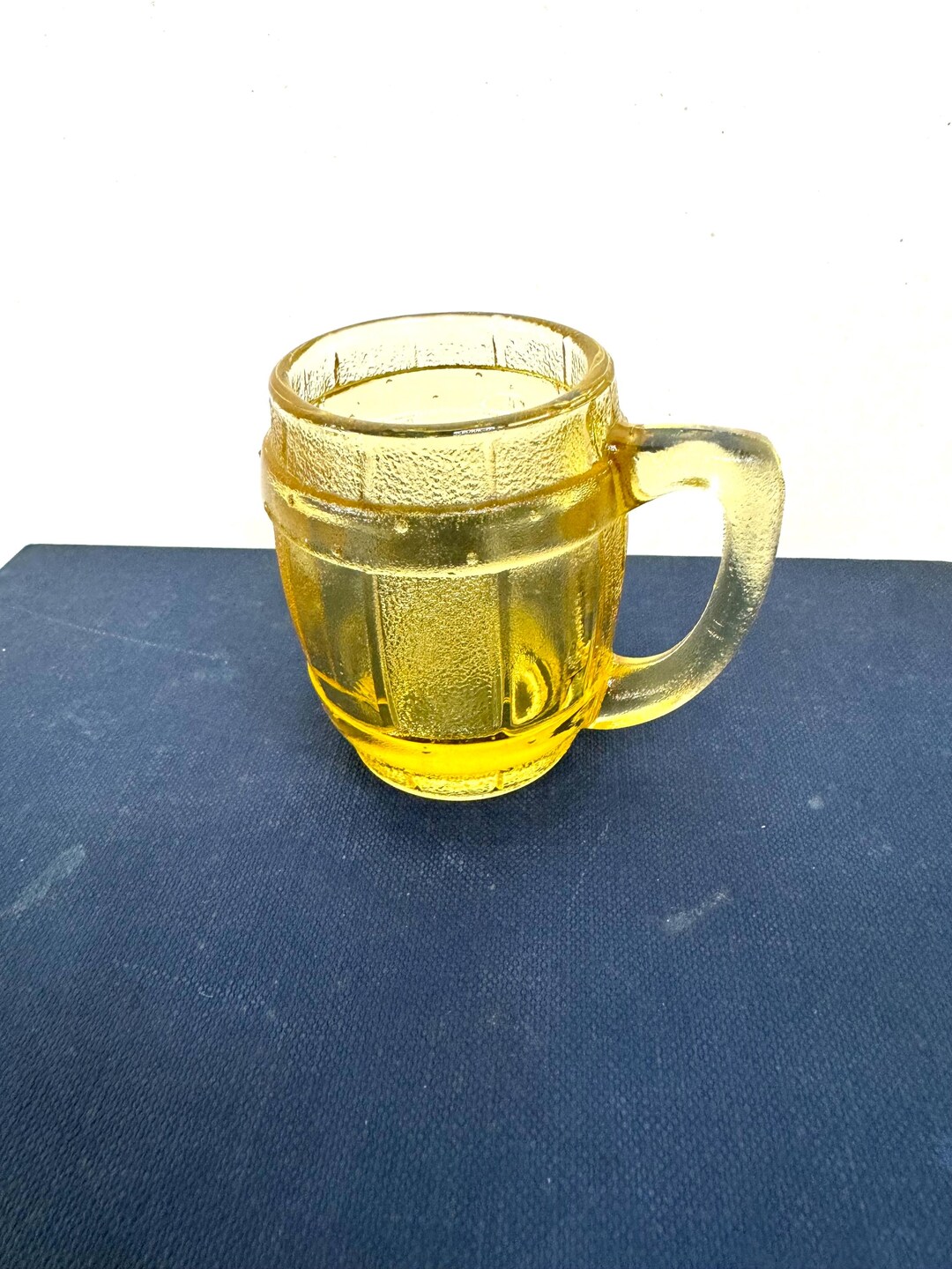 Vintage Yellow Glass Beer Mug ~ Shot Glass - Frosted Glass Mug ~ 2 1/2 ...