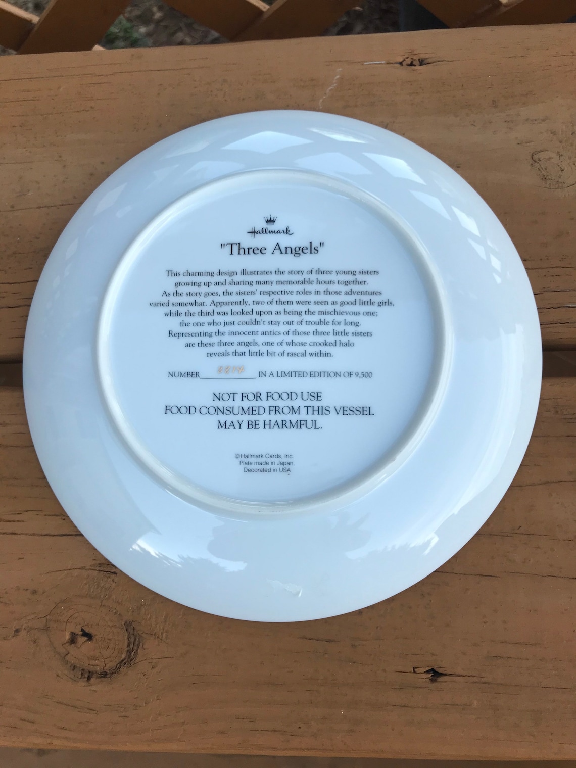 Vintage Hallmark Porcelain Plate Three Angels collectible Wall Plate ...