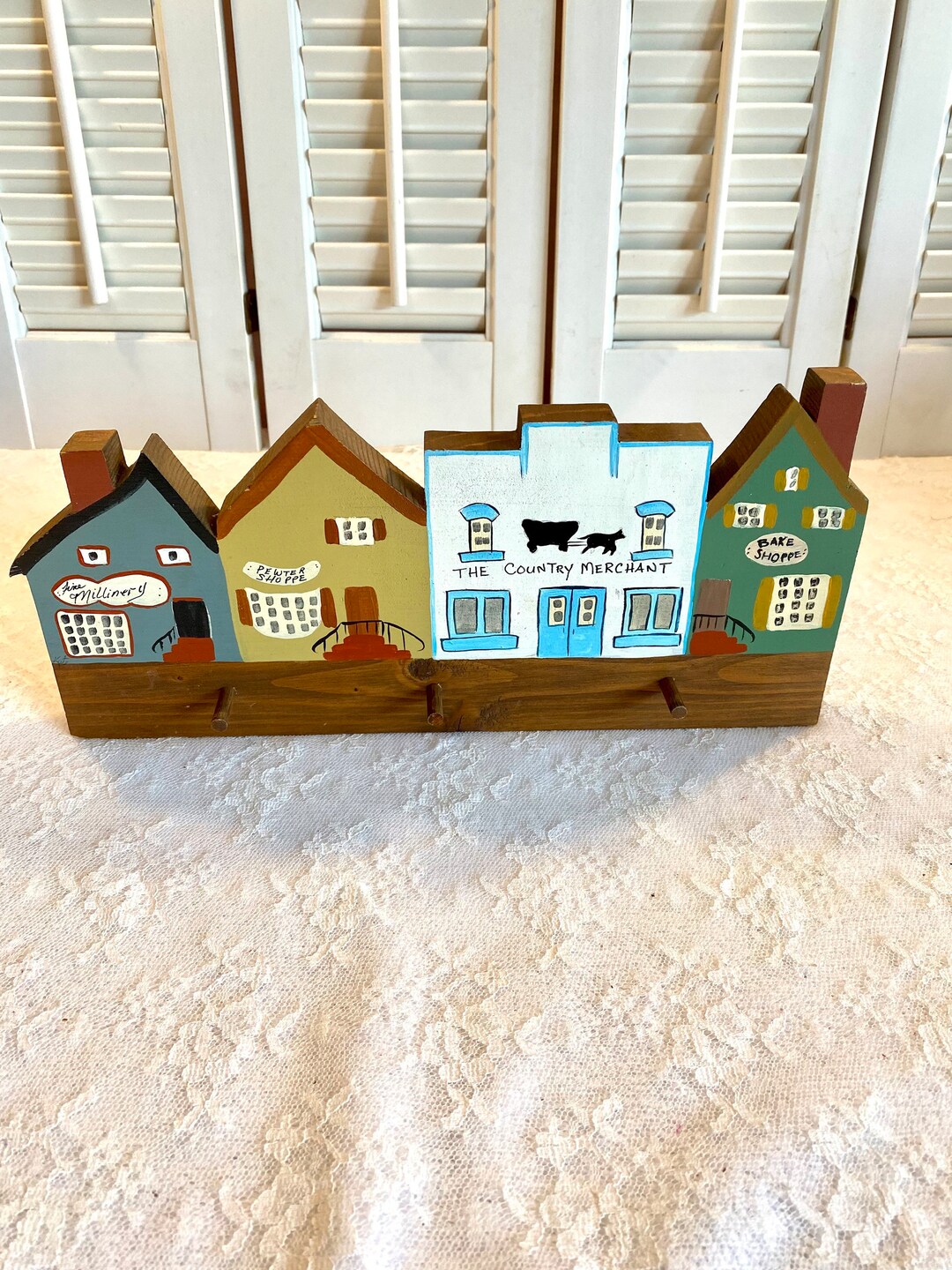 Vintage Wooden Houses Decorative Wall Hooks ~ Key Holder ~ Key Hook ...