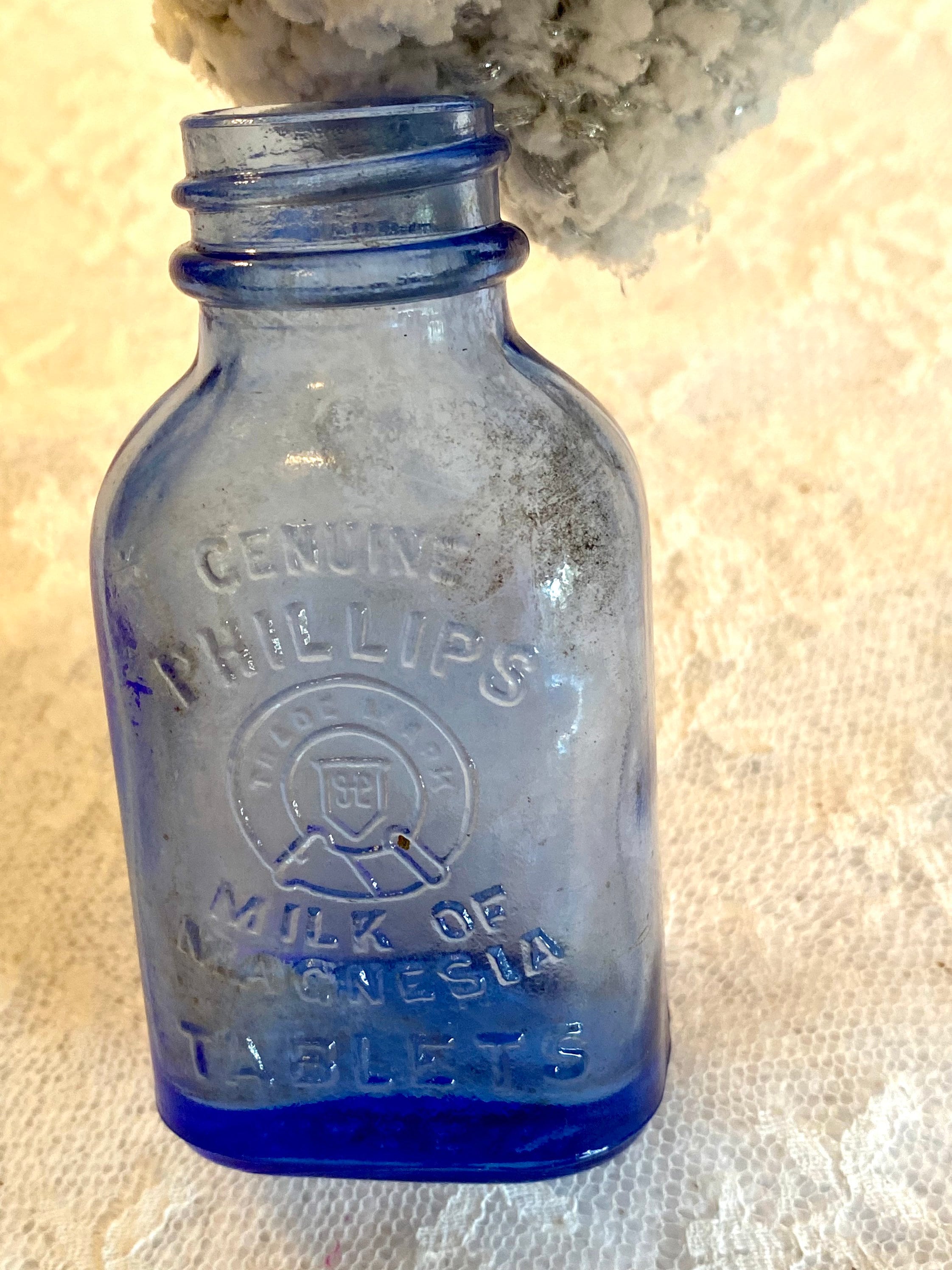Vintage Genuine Phillips Milk of Magnesia Tablets Glass Bottle ~ Blue ...