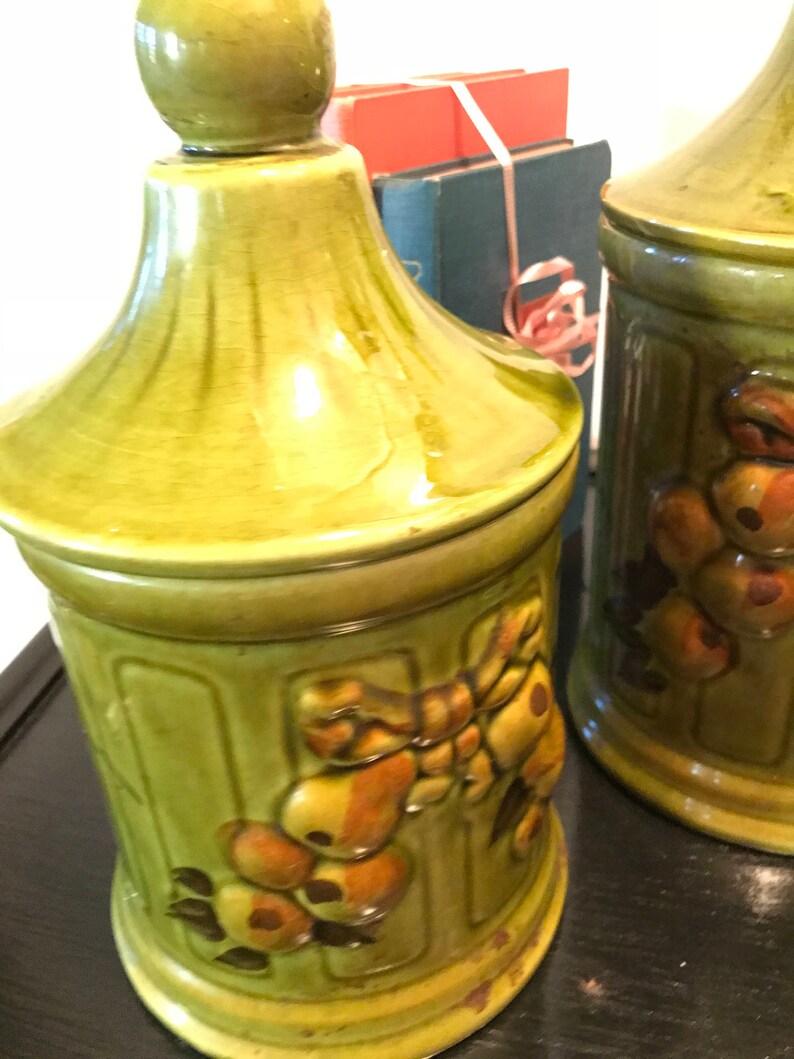 Vintage Los Angeles California Pottery Olive Green Ceramic 3 Piece Set ...