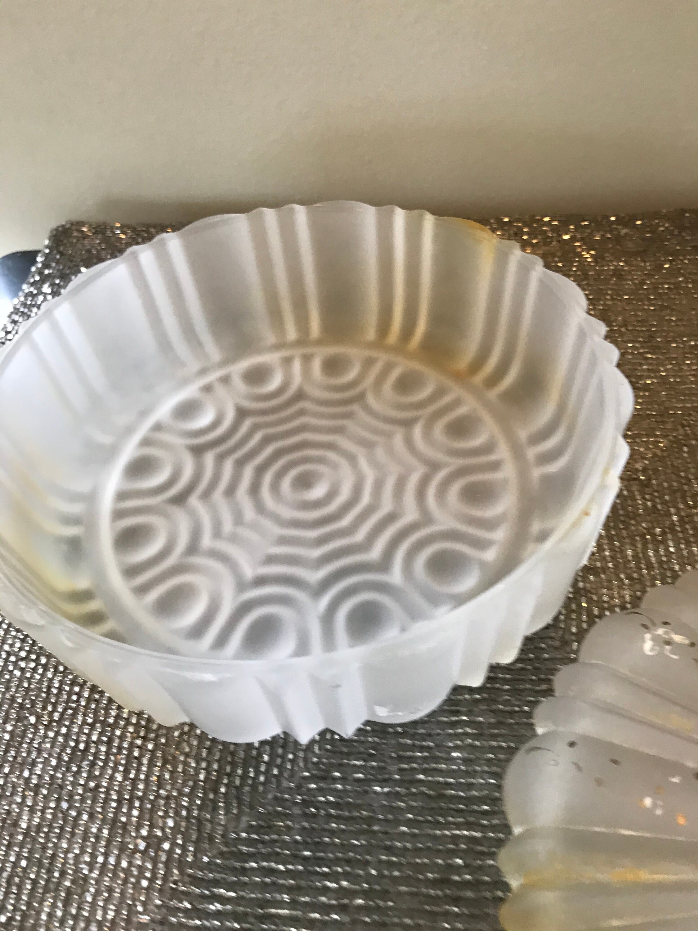 Vintage Frosted Glass Candy Dish With Lid ~ Handpainted Flowers ...