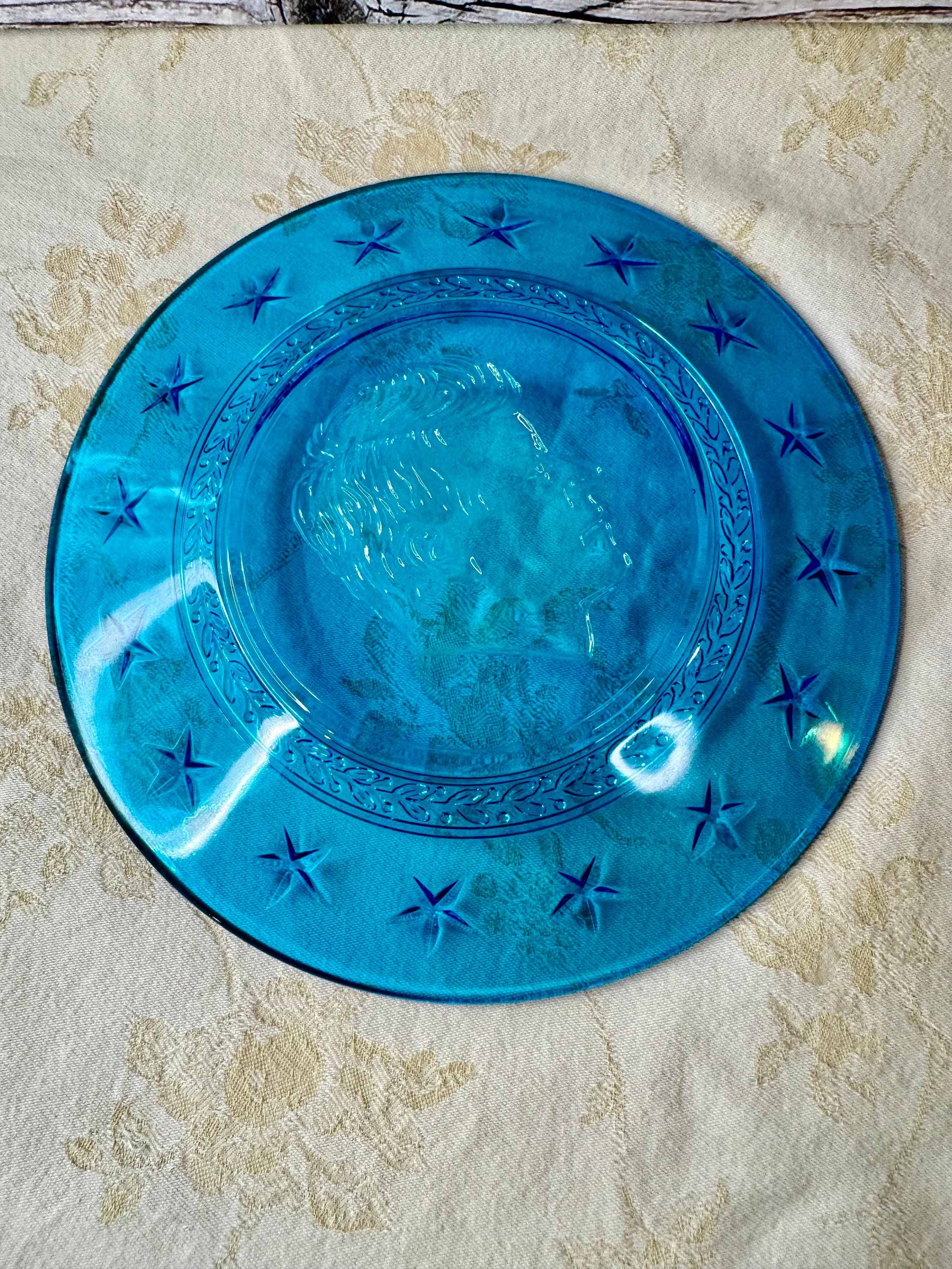 Vintage President John F. Kennedy - Clear Blue Stars Plate - Wheaton 8 ...
