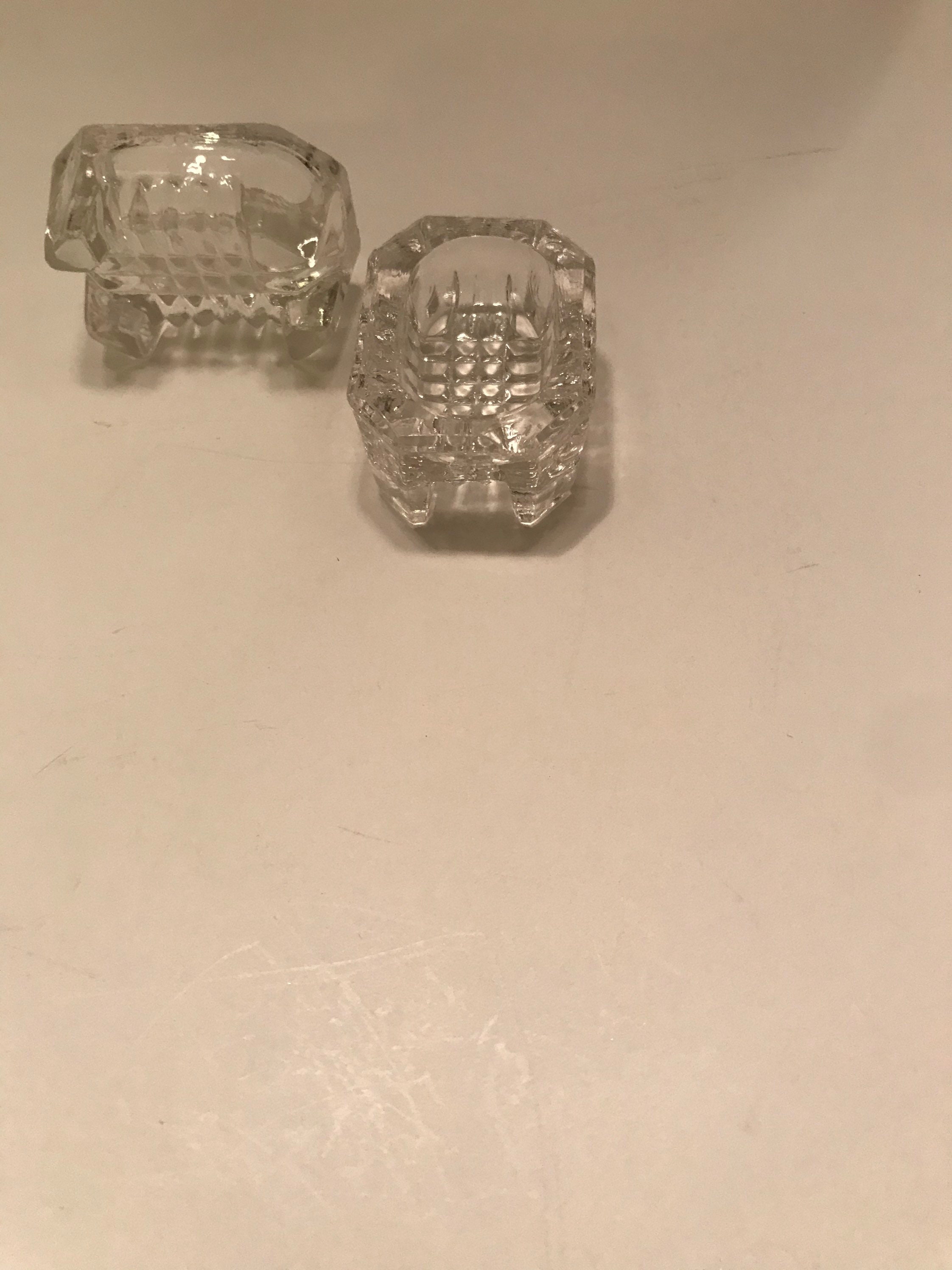 Vintage Sleigh Glass Salt Cellars Set of 2 Rectangle Shaped Salt ...