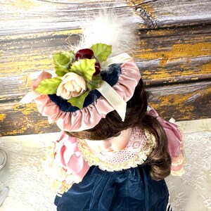 Vintage IMSCU Victorian Porcelain Doll 17 Tall Doll Deep Blue Velvet ...