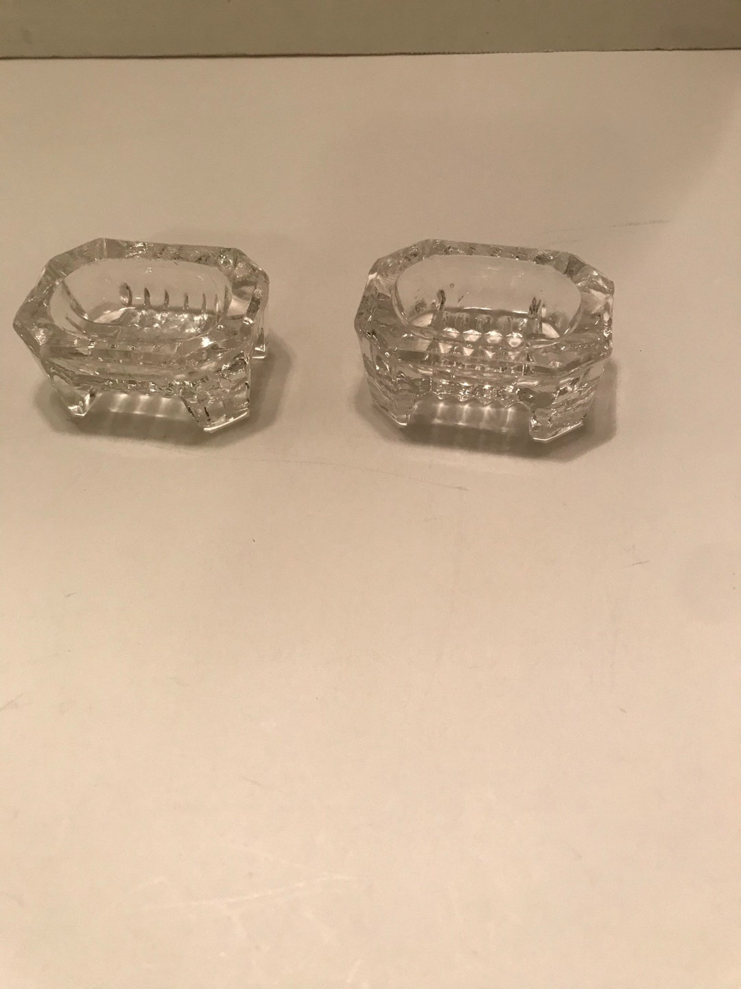 Vintage Sleigh Glass Salt Cellars ~ Set of 2 - Rectangle Shaped Salt ...