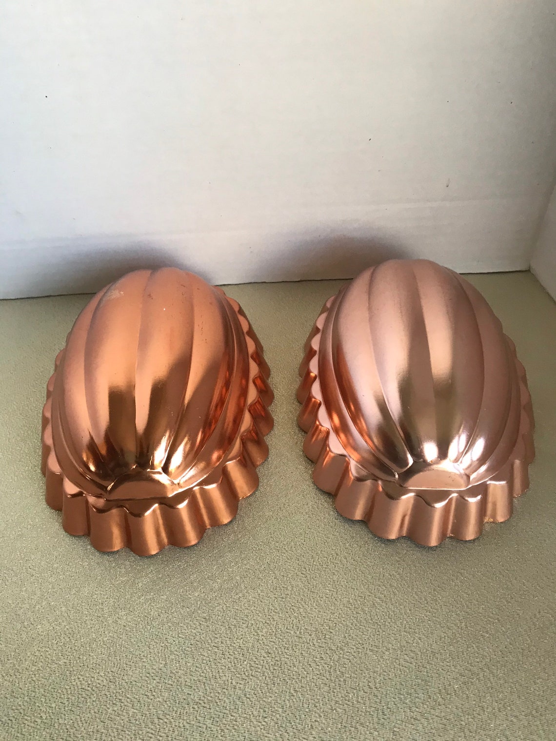 Vintage Copper Mold 2 Pc Melon Oval Shape Mold Jello Cake Mold Country ...
