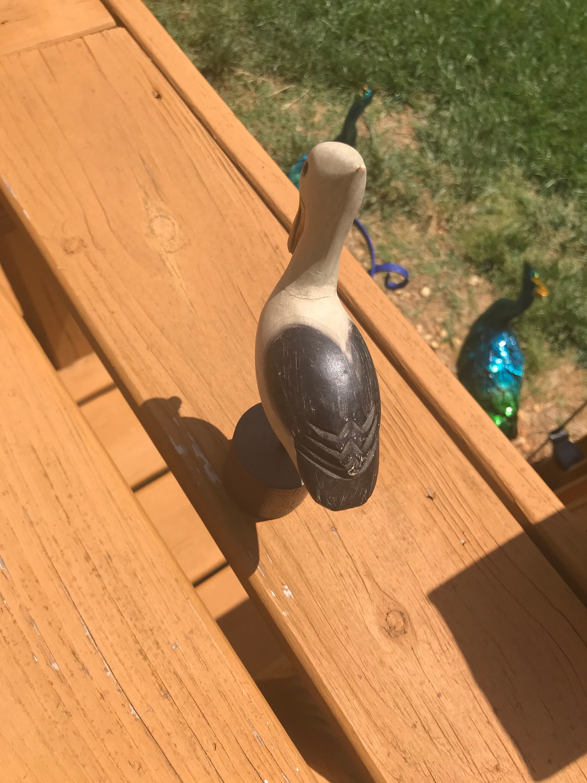 Vintage Pelican Wooden Duck Decoy Carved Art Figurine Coastal Beach ...