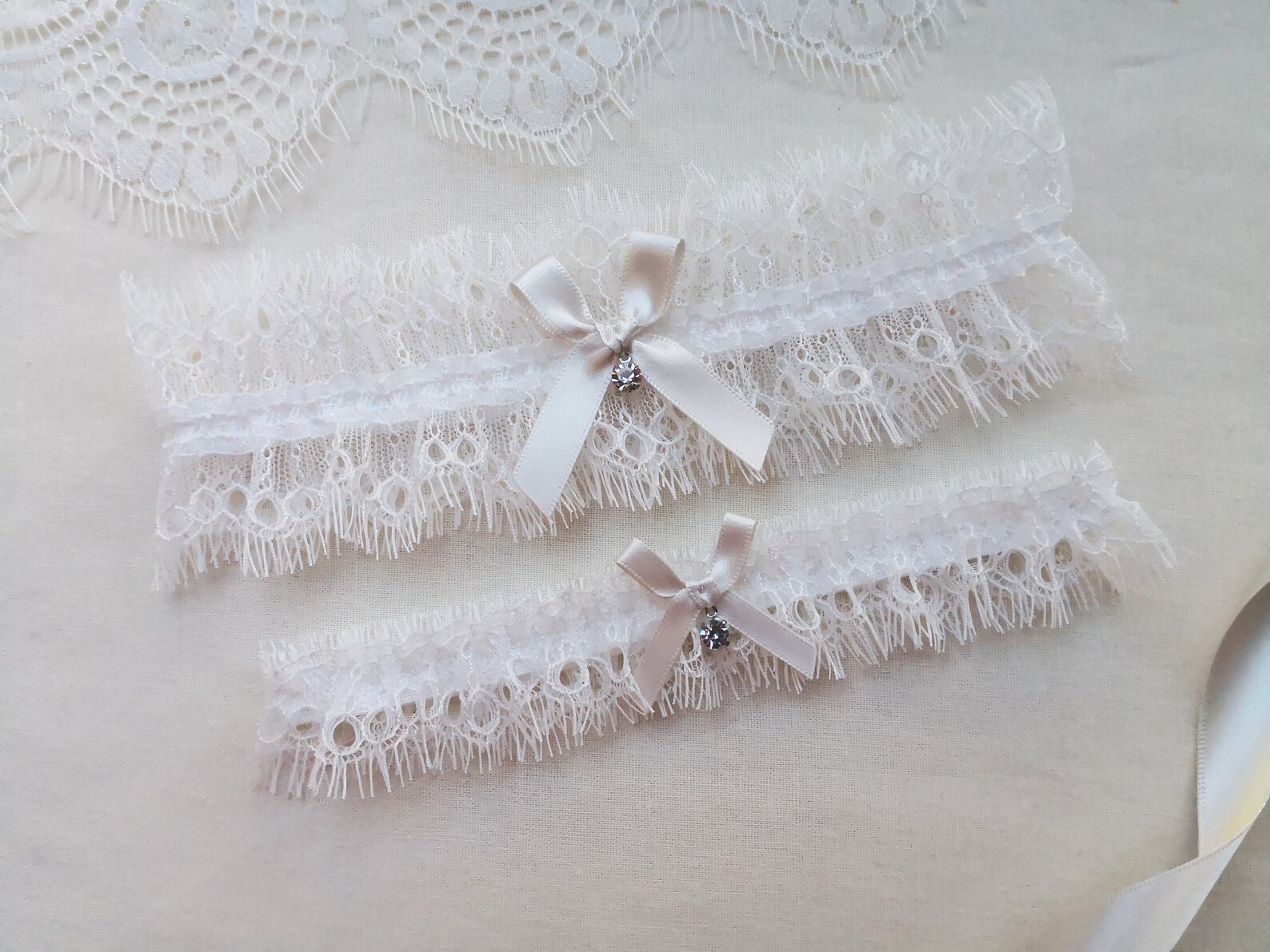Ivory Garter Set Ivory Wedding Garter Set Eyelash Lace - Etsy