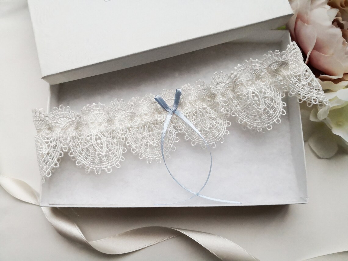 Wedding garter bridal garter with blue bow garters for | Etsy