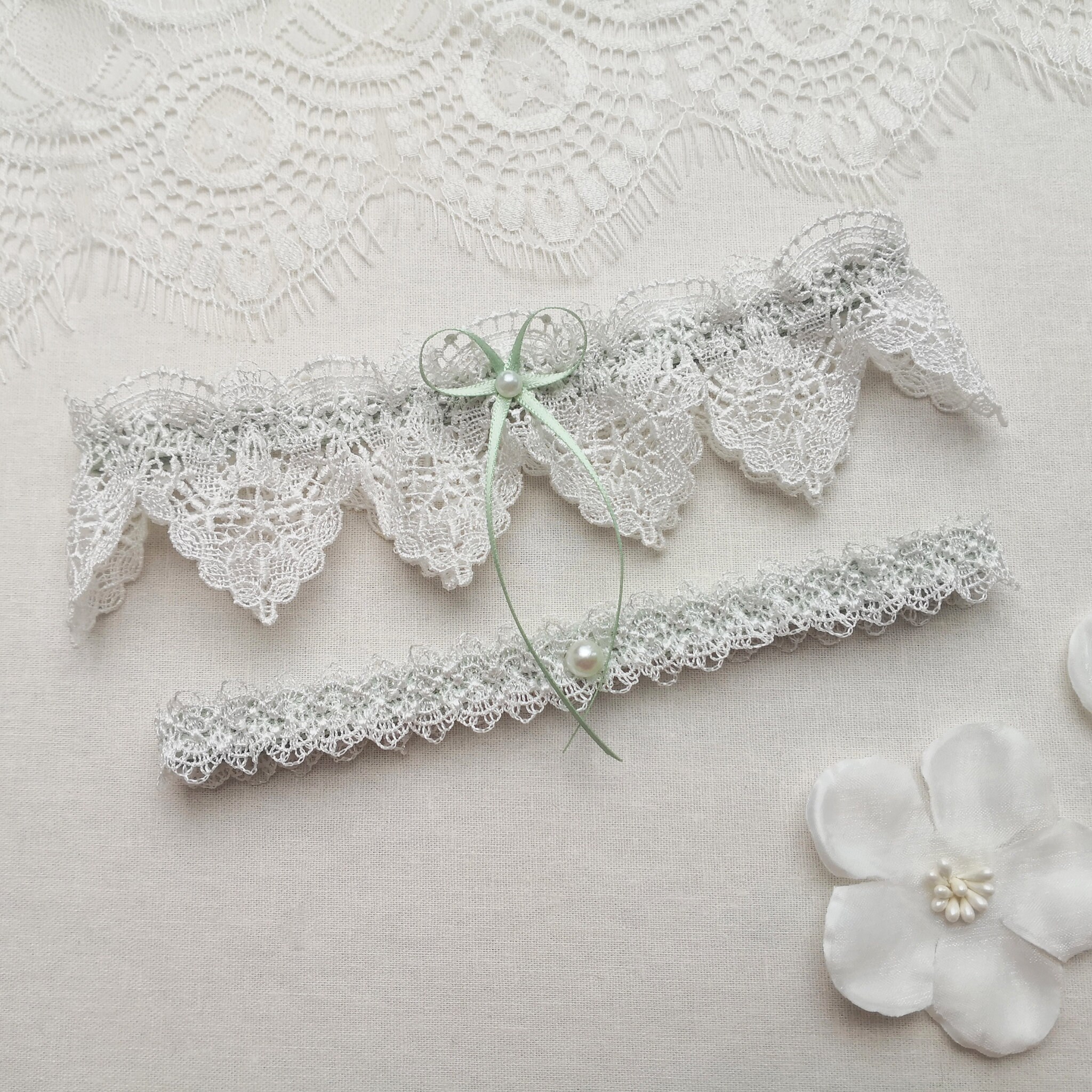 Sage Green Wedding Garter Set Sage Bridal Garter Set Ivory - Etsy UK