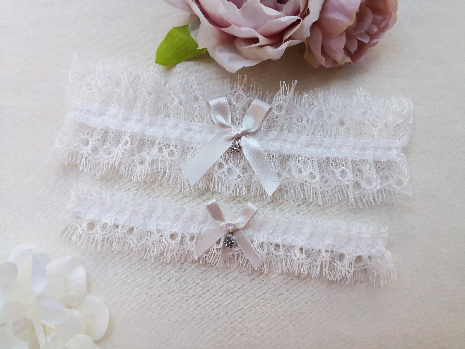 Ivory Garter Set Ivory Wedding Garter Set Eyelash Lace - Etsy