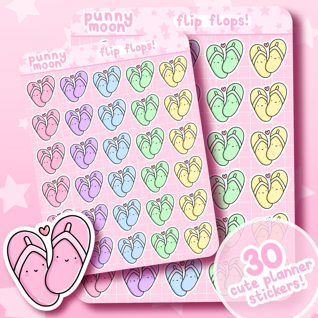 Cute Flip Flop Planner Stickers| Kawaii Shoes Sticker Sheet| Rainbow ...