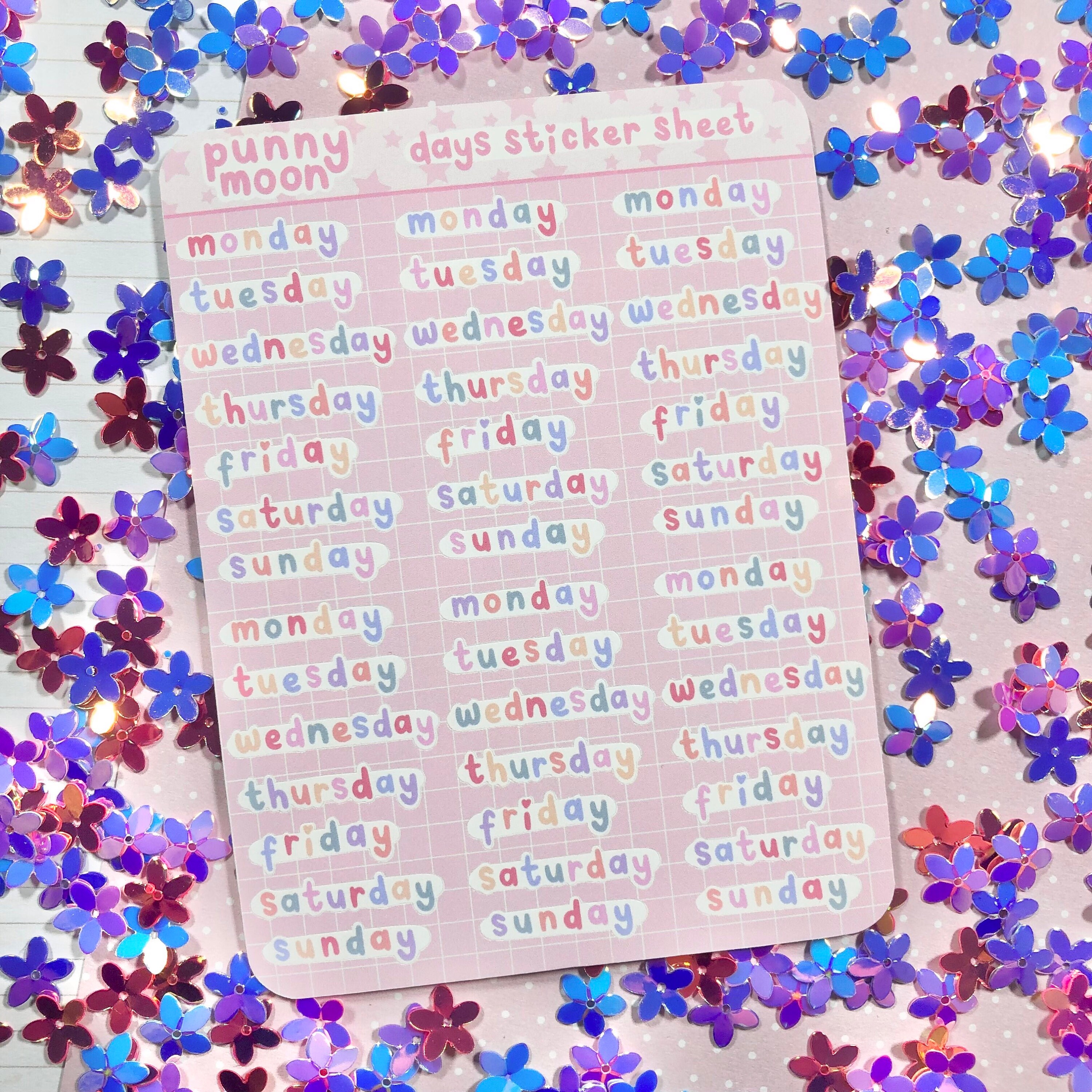 Rainbow Days of the Week Sticker Sheet Cute Weekday Planner - Etsy UK