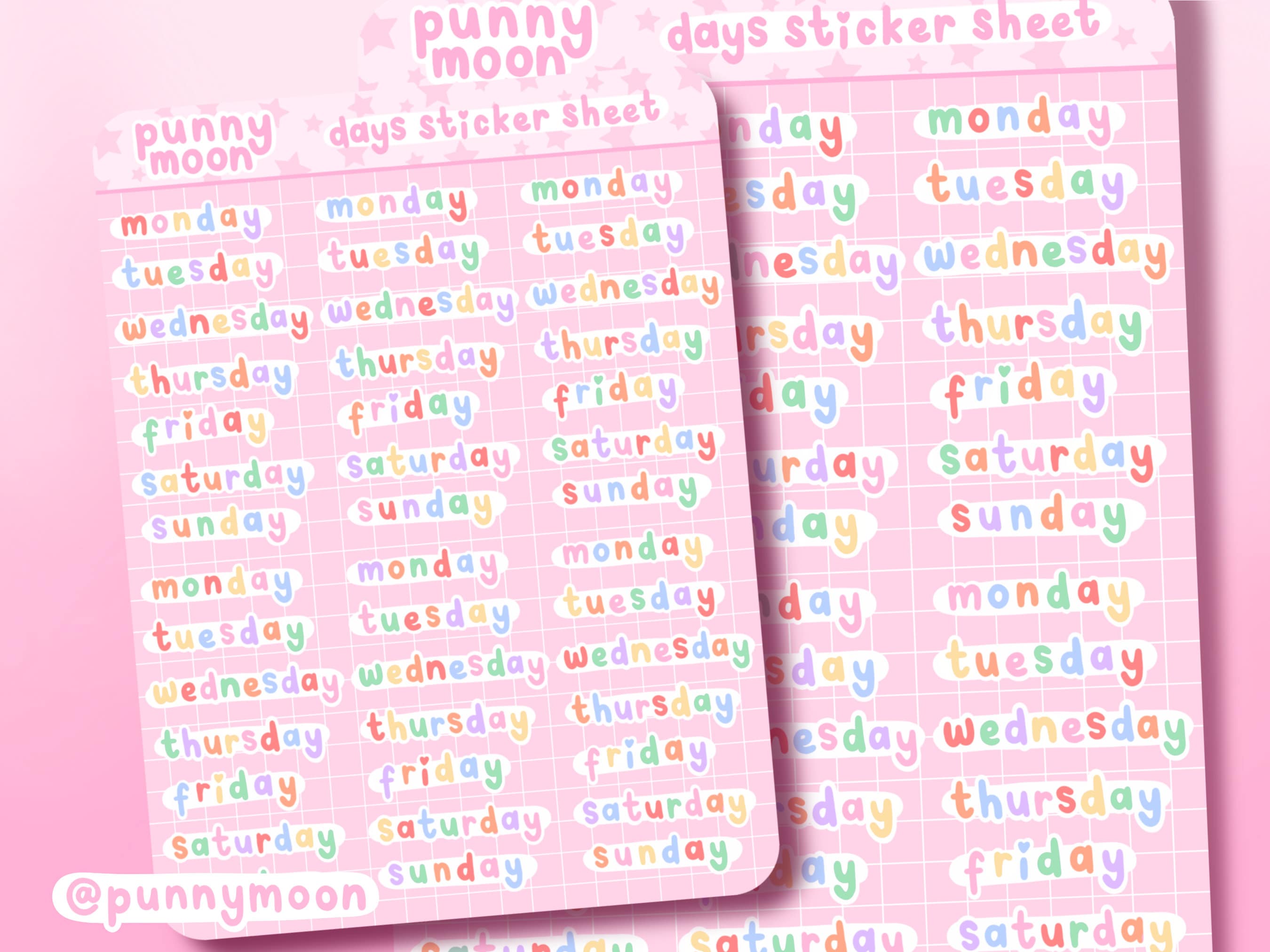Rainbow Days of the Week Sticker Sheet Cute Weekday Planner - Etsy UK