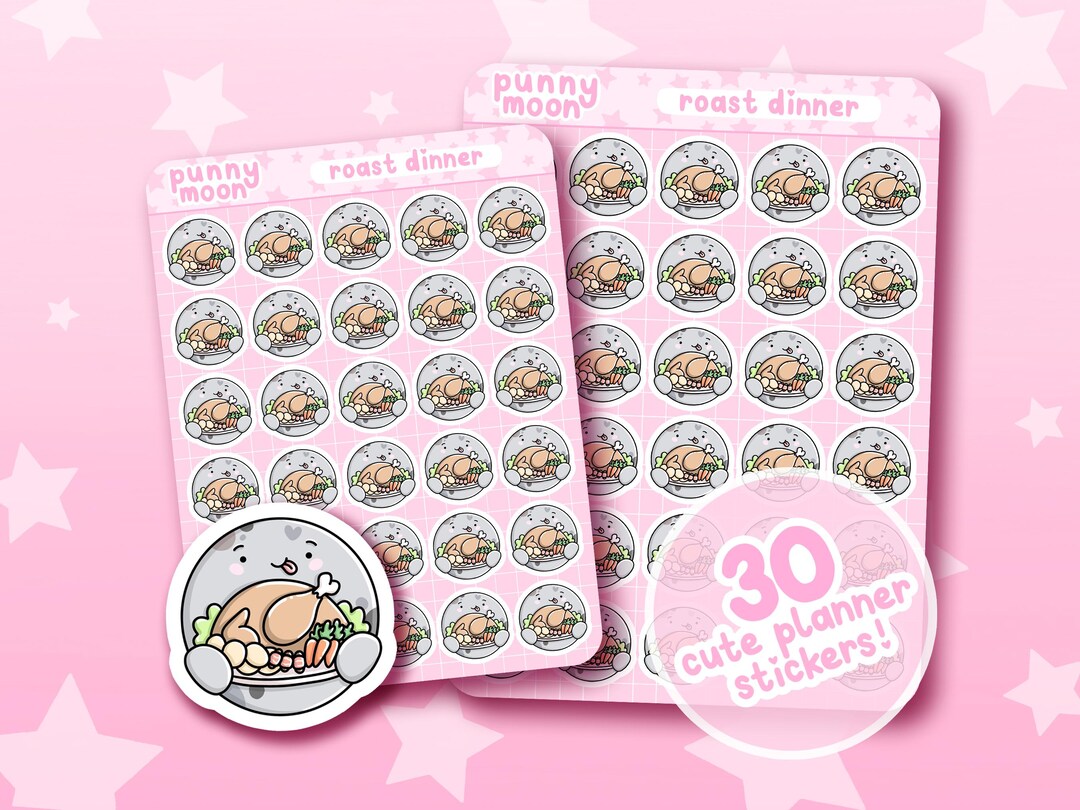 Roast Dinner Sticker Sheet| Cute Planner Stickers| Kawaii Stationery ...
