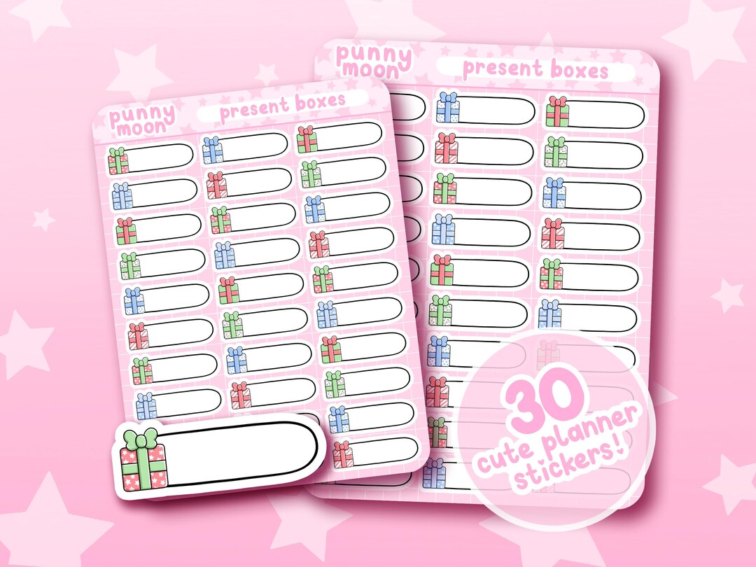 Present Boxes Sticker Sheet| Cute Planner Stickers| Kawaii Stationery ...