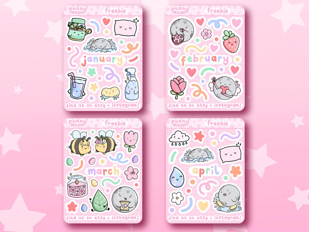 Monthly Sampler Planner Stickers| Kawaii Icon Sheet| Cute Journal ...