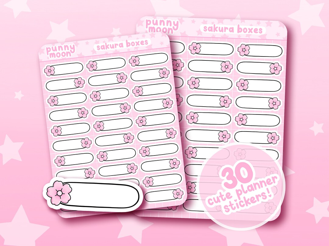 Sakura Box Sticker Sheet| Cute Planner Stickers| Kawaii Stationery ...