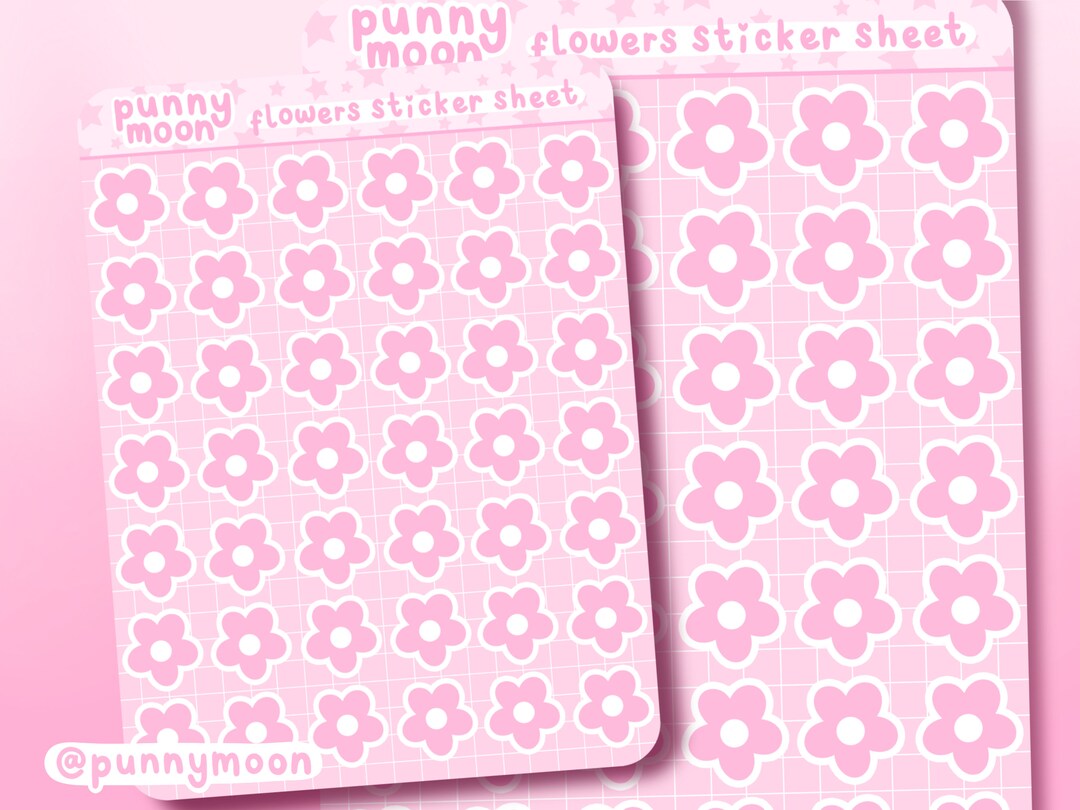 Pink Flowers Sticker Sheet Cute Colourful Planner Stickers Kawaii ...