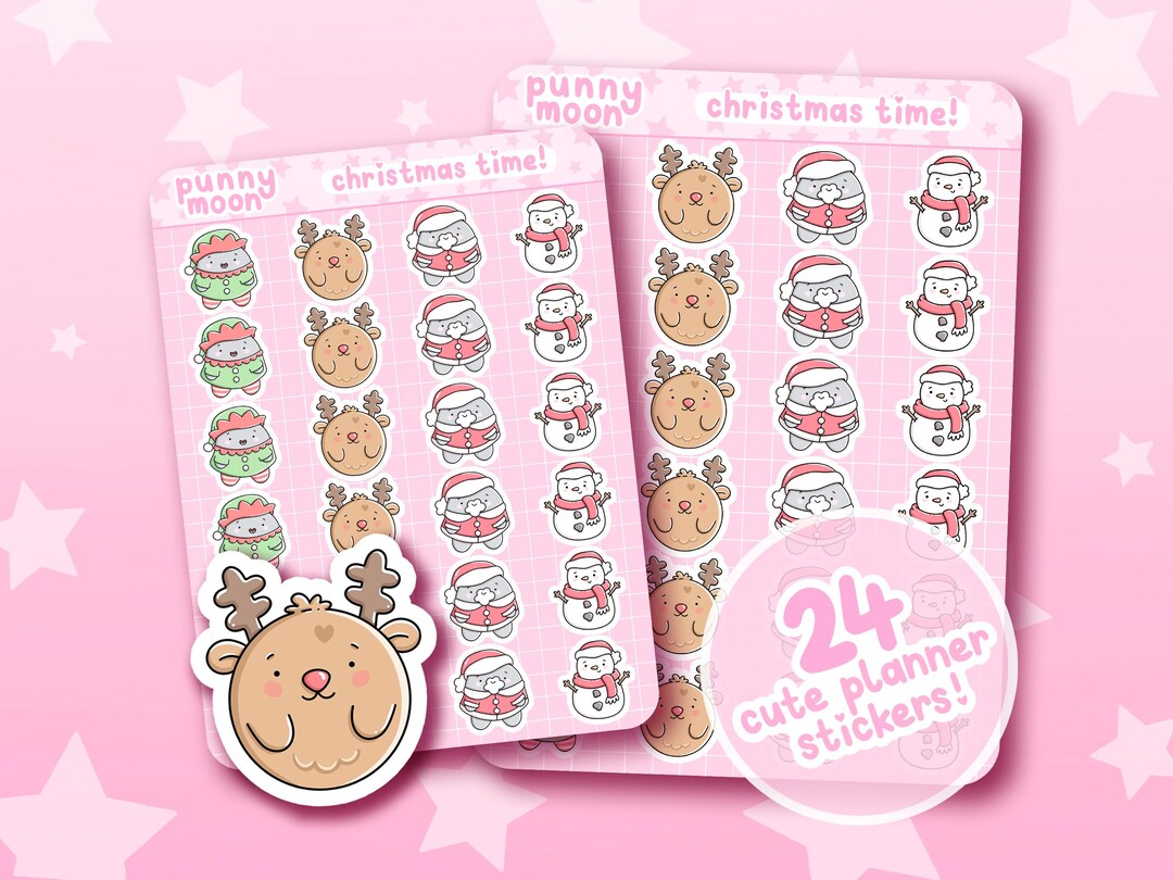 Christmas Characters Sticker Sheet| Cute Planner Stickers| Kawaii ...