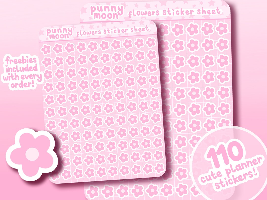 Mini Pink Flowers Sticker Sheet| Cute Colourful Planner Stickers ...