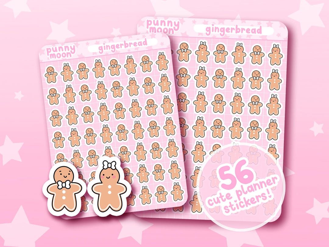 Gingerbread Men Sticker Sheet| Cute Planner Stickers| Fun Kawaii ...