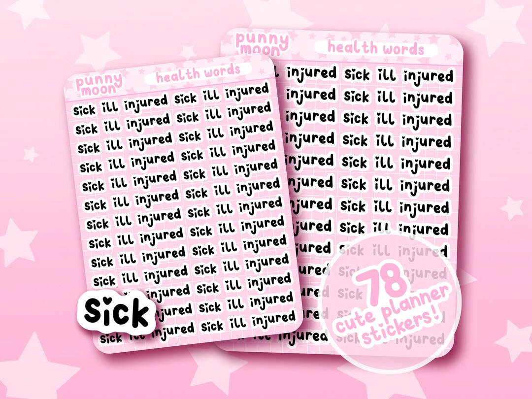 Sickness Sticker Sheet| Cute Planner Stickers| Kawaii Stationery ...