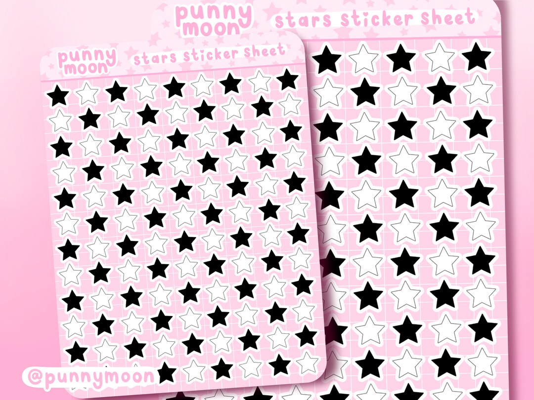 Mini Black and White Stars Sticker Sheet| Cute Emo Stickers| Goth Vibes ...