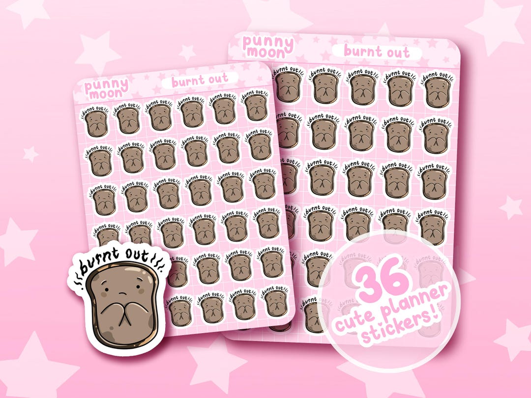 Burnt Out Sticker Sheet| Cute Planner Stickers for Mood Tracking ...