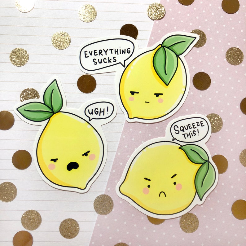 Sour Lemons Vinyl Sticker Set| Cute Planner Stickers| Grumpy Boys ...