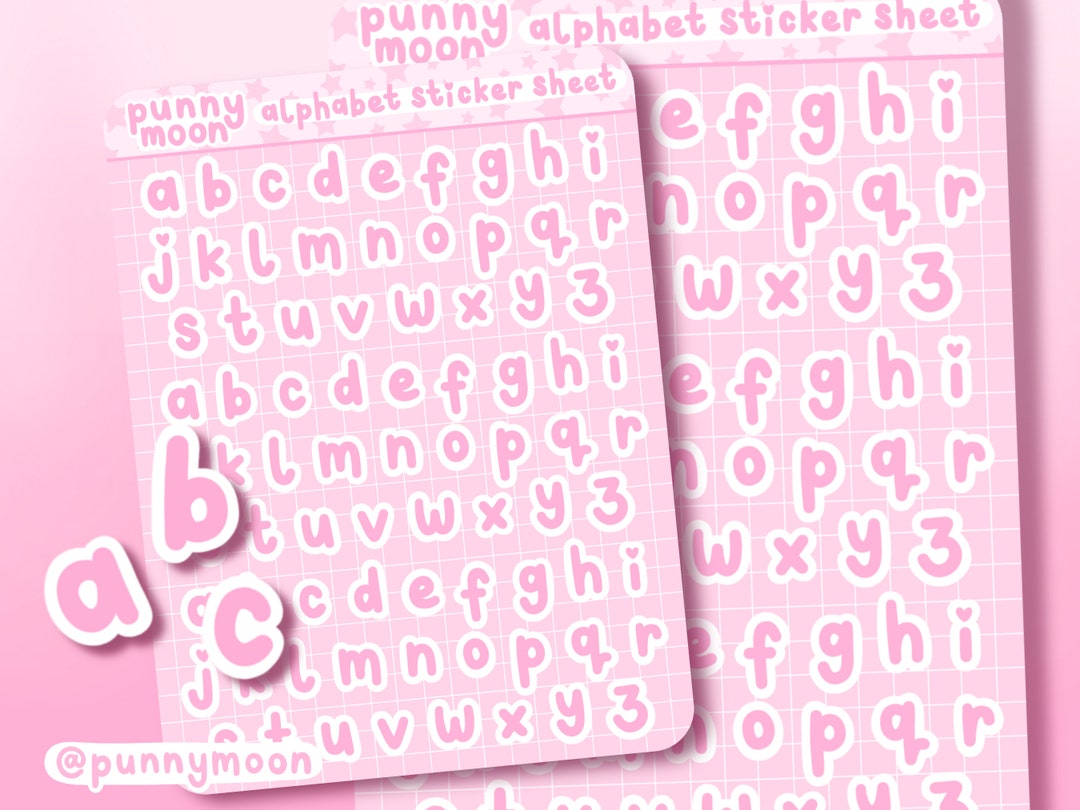 Pink Alphabet Sticker Sheet| A-Z Letter Stickers| Cute Font Planner ...