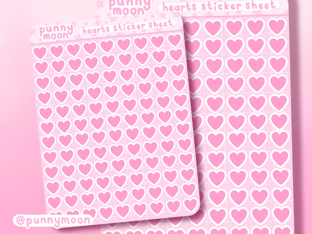 Mini Pink Hearts Sticker Sheet| Cute Colourful Planner Stickers| Kawaii ...