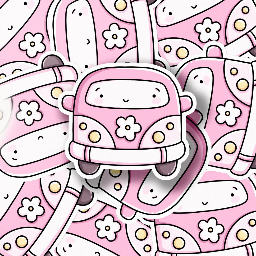Cute Car Vinyl Sticker| Hippy Bus Die Cut| Kawaii Laptop Decal| Road ...