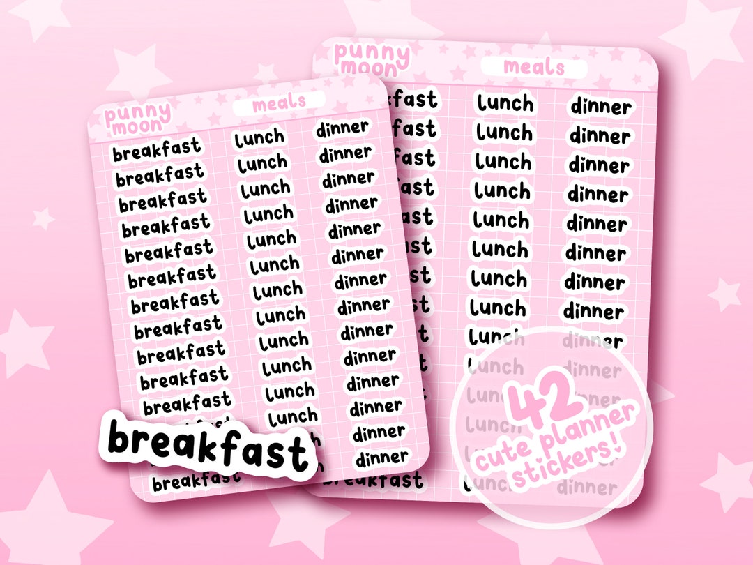 Daily Meals Sticker Sheet| Cute Planner Stickers| Kawaii Stationery ...