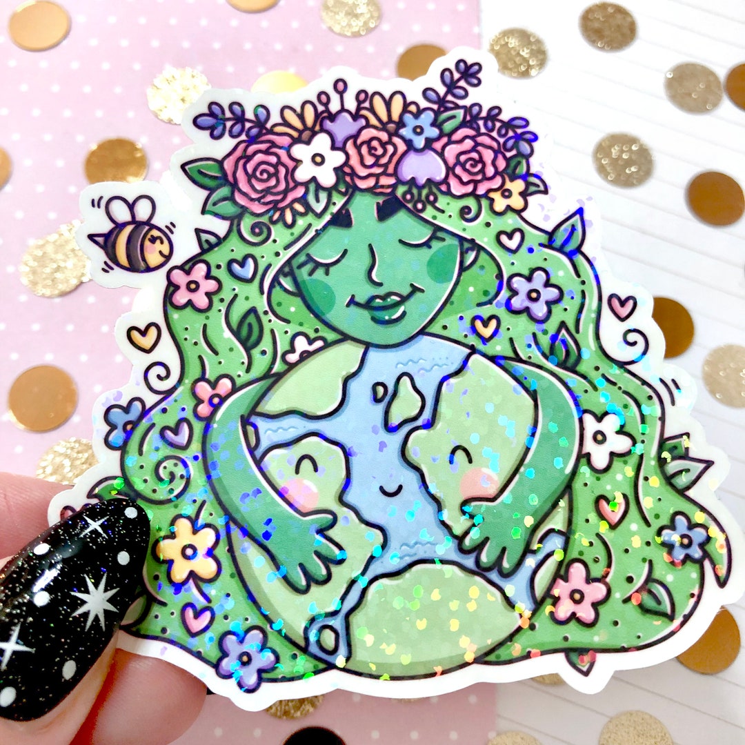 Holographic Gaia Vinyl Sticker| Mother Earth Holo Planner Sticker ...