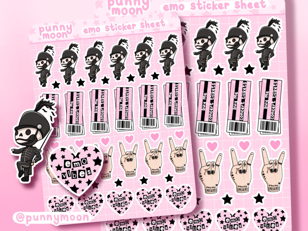 Cute Emo Vibes Planner Stickers| Pop Punk Goth Sticker Sheet| Rock Band ...