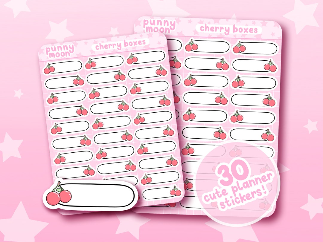 Cherry Boxes Sticker Sheet Cute Planner Stickers Kawaii Cherries Decal ...