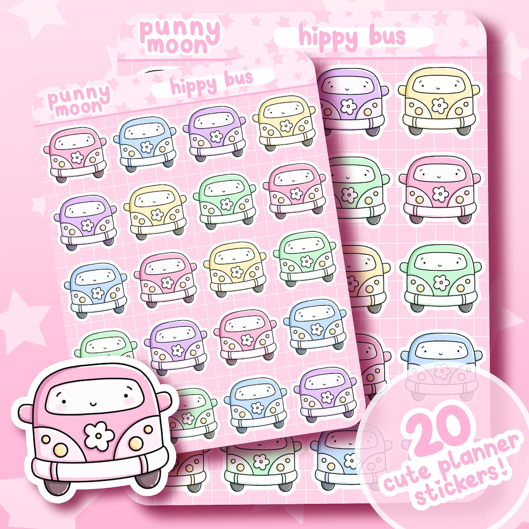 Cute Hippy Bus Planner Stickers| Hippie Car Sticker Sheet| Van Life ...