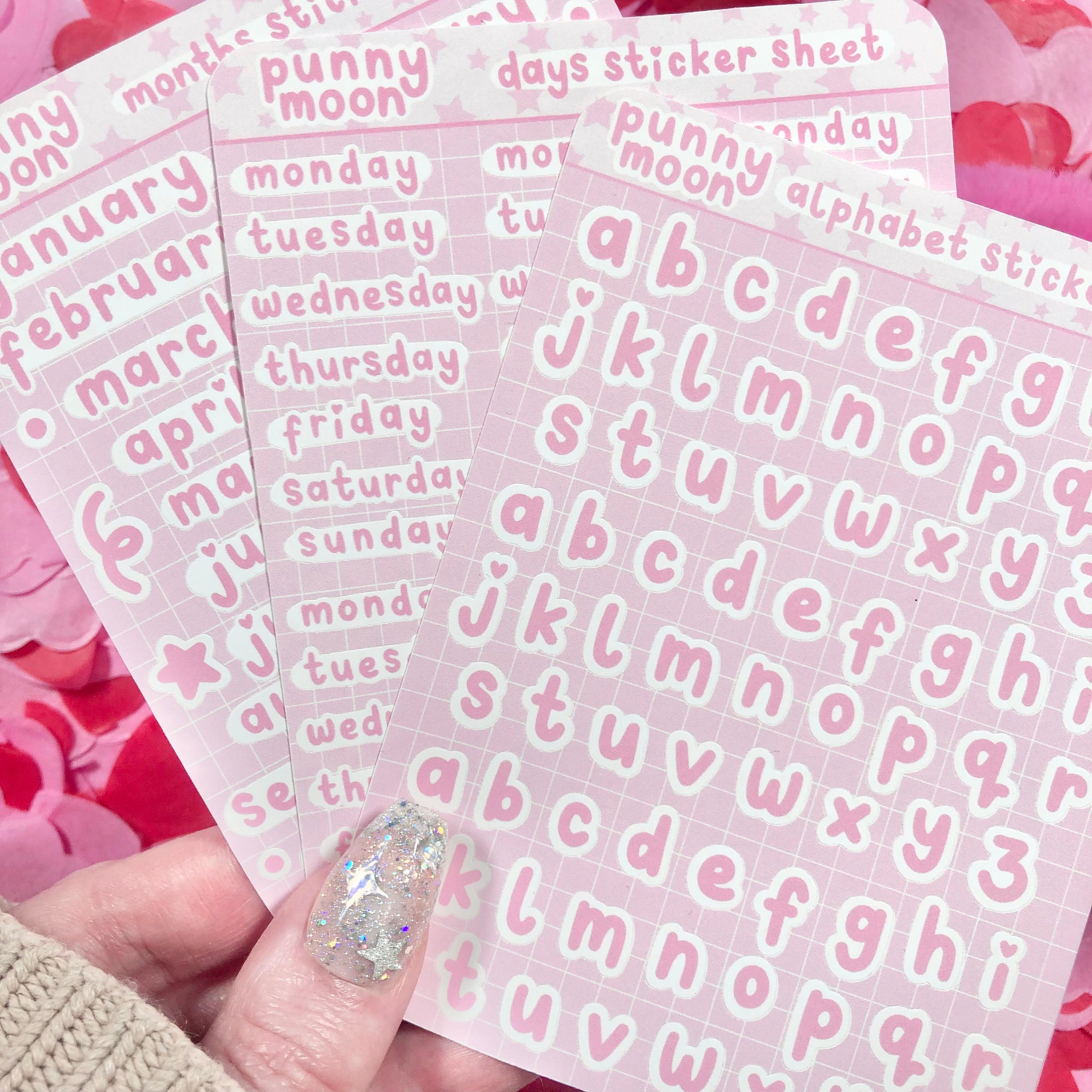 Pink Alphabet Sticker Sheet| A-Z Letter Stickers| Cute Font Planner ...
