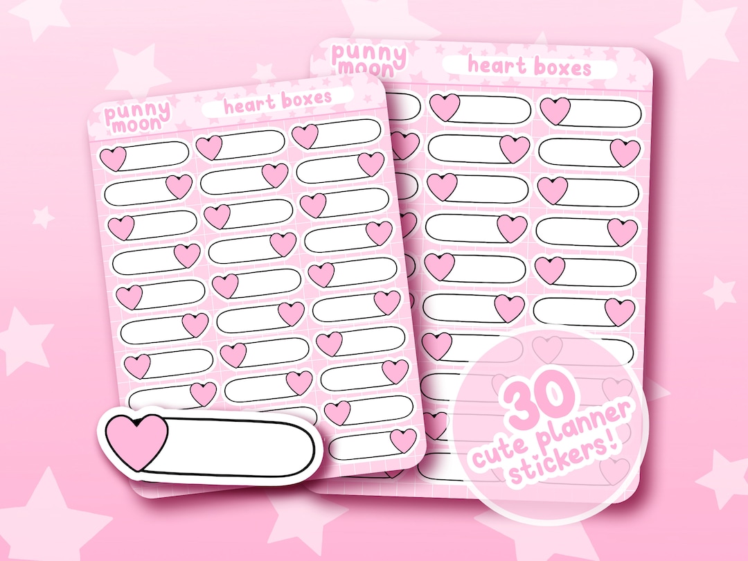 Heart Box Sticker Sheet| Cute Planner Stickers| Kawaii Stationery ...